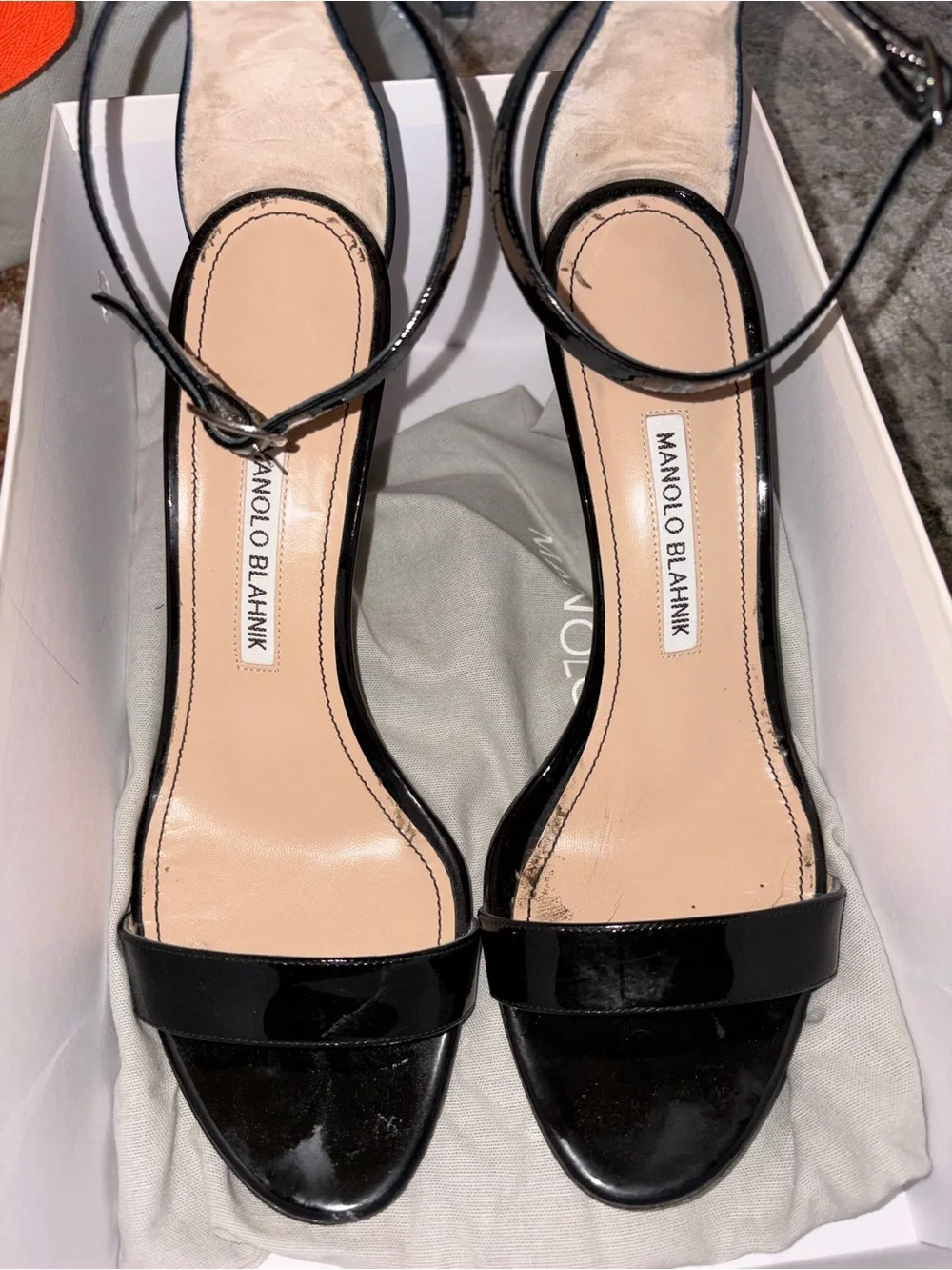 Manolo Blahnik | Shoes | Manolo Blahnik Black Patent Leather Anklestrap ...
